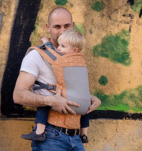 Beco Toddler Carrier with Extra Wide Seat - Toddler Carrying Backpack Style and Front-Carry - Lightweight & Breathable Child Carrier - Toddler Sling Carrier 20-60 lbs (Cool Brick Heart)