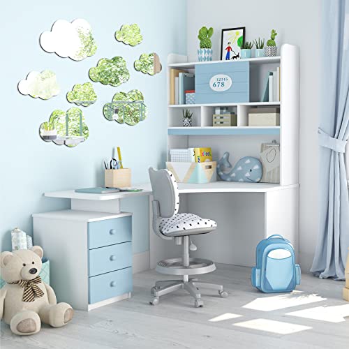 8 Pcs 3D Acrylic Cloud Shape Mirror Wall Art Decor Removable Self Adhesive Decorative Cloud Mirror Stickers Decals for Kids Girls Bedroom Bathroom Playroom Living Room Nursery Decoration