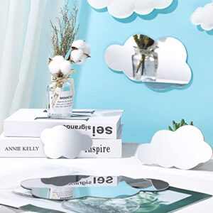 8 Pcs 3D Acrylic Cloud Shape Mirror Wall Art Decor Removable Self Adhesive Decorative Cloud Mirror Stickers Decals for Kids Girls Bedroom Bathroom Playroom Living Room Nursery Decoration