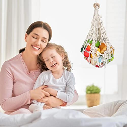 TRASUN Stuffed Animal Hammock Toy Net Plush Toy Hanging Organizer with Macrame Tassels Stuffed Animal Holder Display Corner Boho Large Storage Mesh Net for Playroom Bedroom (40" x 40" x 60", White)