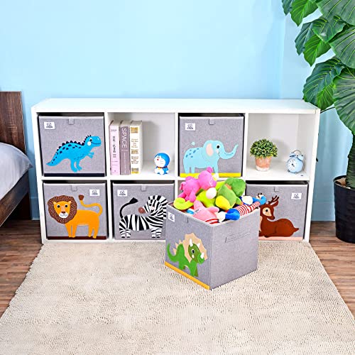 CLCROBD Foldable Animal Cube Storage Bins Fabric Toy Box/Chest/Organizer for Toddler/Kids Nursery, Playroom, 13 inch (Dinosaur T-Rex)