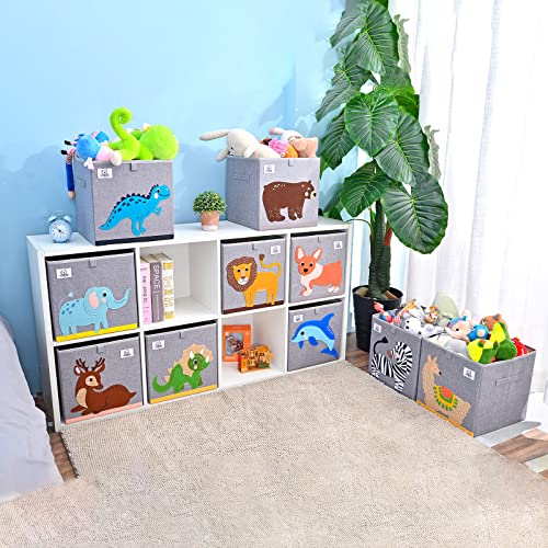 CLCROBD Foldable Animal Cube Storage Bins Fabric Toy Box/Chest/Organizer for Toddler/Kids Nursery, Playroom, 13 inch (Dinosaur T-Rex)