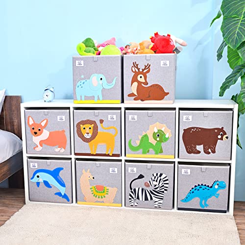 CLCROBD Foldable Animal Cube Storage Bins Fabric Toy Box/Chest/Organizer for Toddler/Kids Nursery, Playroom, 13 inch (Dinosaur T-Rex)