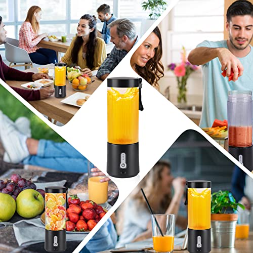 Portable Blender for Shakes and Smoothies HUIJUTCHEN USB Rechargeable Large Capacity Mini Blender Bottles with 6 High-speed Blades and Brush Personal Size Blender for Juice Fruit, 450ML, 4000mAh