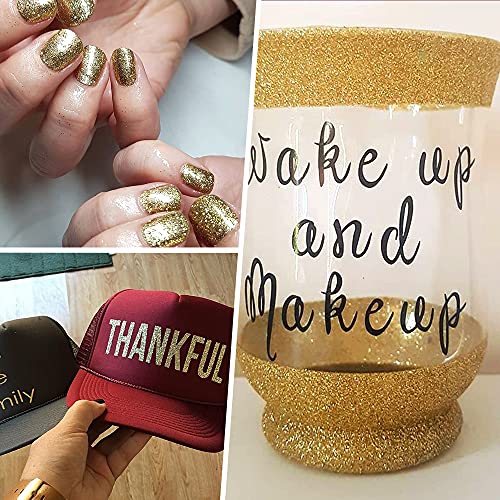 Holographic Ultra Fine Glitter Powder Metallic Resin Glitter 60g PET Flakes Crafts Sequins Epoxy Chips Flakes for Tumblers Slime Jewelry Making (Honey Gold)