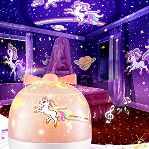 PIKOY Night Light, 6 Films 72 Modes Unicorn Projector Kids Room,Sound Machine Baby, 360° Rotation Lights Bedroom,Kawaii Gifts Girls