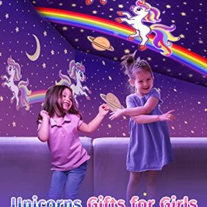 PIKOY Night Light, 6 Films 72 Modes Unicorn Projector Kids Room,Sound Machine Baby, 360° Rotation Lights Bedroom,Kawaii Gifts Girls