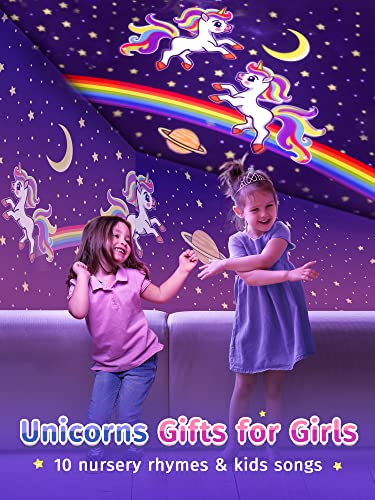 PIKOY Night Light, 6 Films 72 Modes Unicorn Projector Kids Room,Sound Machine Baby, 360° Rotation Lights Bedroom,Kawaii Gifts Girls