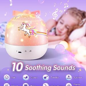 PIKOY Night Light, 6 Films 72 Modes Unicorn Projector Kids Room,Sound Machine Baby, 360° Rotation Lights Bedroom,Kawaii Gifts Girls