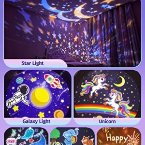 PIKOY Night Light, 6 Films 72 Modes Unicorn Projector Kids Room,Sound Machine Baby, 360° Rotation Lights Bedroom,Kawaii Gifts Girls