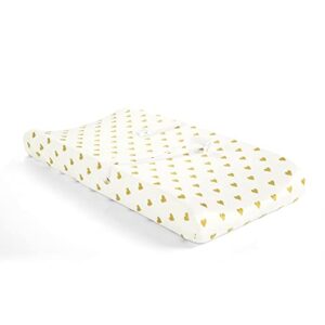 lush decor baby boho metallic hearts allover hearts soft & plush changing pad cover, 32" x 16" x 5", white & gold