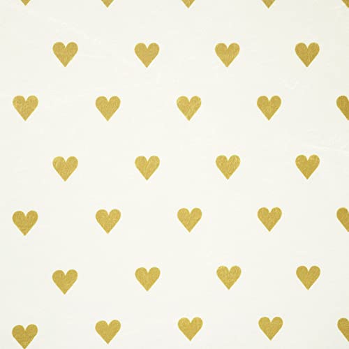 Lush Decor Baby Boho Metallic Hearts Allover Hearts Soft & Plush Changing Pad Cover, 32" x 16" x 5", White & Gold