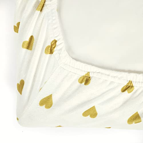 Lush Decor Baby Boho Metallic Hearts Allover Hearts Soft & Plush Changing Pad Cover, 32" x 16" x 5", White & Gold