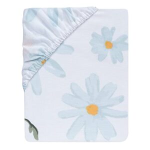 Lambs & Ivy Sweet Daisy Blue/White 3-Piece Floral Baby Crib Bedding Set