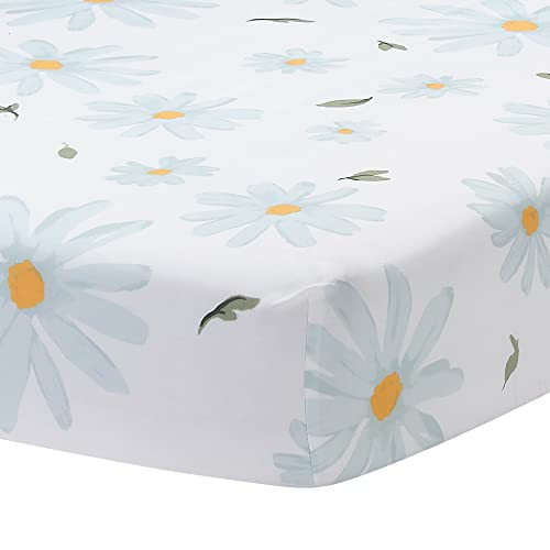 Lambs & Ivy Sweet Daisy Blue/White 3-Piece Floral Baby Crib Bedding Set