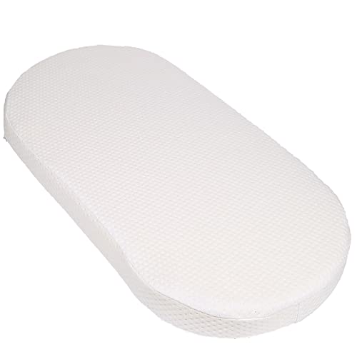 Mecc ecoh Baby Bassinet Mattress with 100% Breathable Cover, Waterproof Linning Rattan Oval Bassinet Pad, Hypoallergenic, Non-Toxic, Safer, Hypoallergenic, for Moses Basket, 15" x 30" x 2"