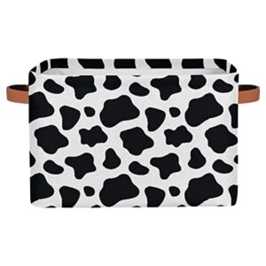 animal cow printing storage baskets cube storage boxes bins collapsible laundry baskets for nursery shelf bedroom bathroom toy organizer (15x11x9.5in) 1pc