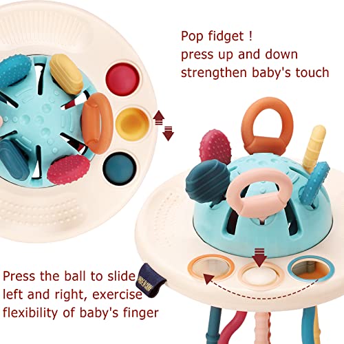 PRAGYM Baby Toys 6 to 12 Months, Montessori Toys for 1 Year Old, Pull String Sensory Toys for Toddler, Travel & Teething Toys for Car Seat/Stroller, Baby Girl Boy Gifts for 6, 9, 12, 18 Months Infant