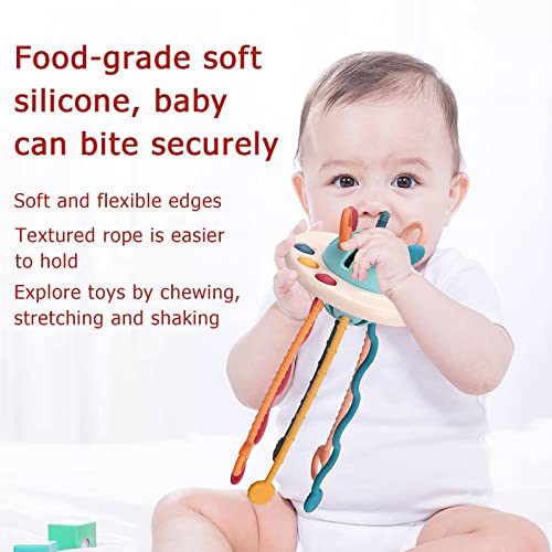 PRAGYM Baby Toys 6 to 12 Months, Montessori Toys for 1 Year Old, Pull String Sensory Toys for Toddler, Travel & Teething Toys for Car Seat/Stroller, Baby Girl Boy Gifts for 6, 9, 12, 18 Months Infant