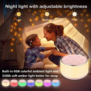 Sound Machine Baby for Sleeping – Portable White Noise Machine for Kids Adults with Night Light, 34 Soothing Noises, USB Rechargeable Sleep Machine for Nursery Lullaby