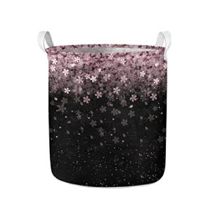 xhuibop cherry blossom laundry hamper for girls pink and black cloth hamper organizer large storage basket with handles for women bedroom modern decoration