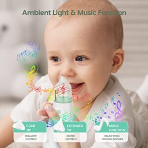 Baby Electric Nasal Aspirator, Lupantte Rechargeable Baby Nose Sucker, Electric Nose Aspirator for Toddler, Clean Mucus/Snot, with Music and Light Function, 3 Gears Adjustable, 2 Different Nozzles