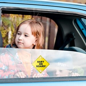 cobee Baby on Board Signs with Double Suction Cups, 2pcs 5"x5" Reusable Safety Car Warning Signs Baby on Board, Durable Kids on Board Car Sign, Baby in Car Sticker for Car Window Cling