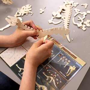 Hapinest 3D Wooden Dinosaur Model Puzzles (Makes 6 Dinos) Crafts for Kids Boys and Girls Ages 5 6 7 8 9 10 11 12 Years Old and Up