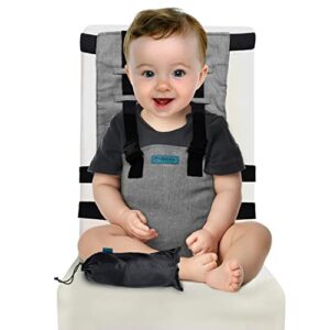 baby portable high chair booster seat with carry bag by vevoza- cloth harness toddler chair seat with adjustable straps to fit any chair- machine washable toddler feeding/eating travel seat accessory