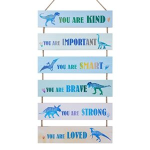 dinosaur room decor for boys girls kids room decor dinosaur wall art little boy bedroom decorations toddler classroom decor for boys dino nursery wall decor (colora-blue)