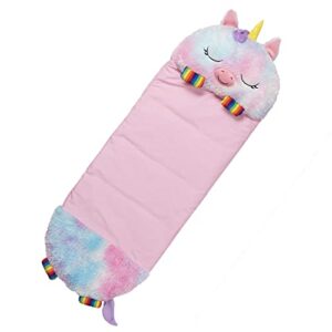 happy nappers pillow & sleepy sack- comfy, cozy, compact, super soft, warm, all season, sleeping bag with pillow- unicorn (medium)