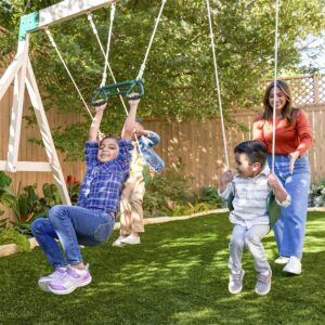 KidKraft Titan Cliffs Wooden Outdoor Swing Set/Playset with Slides, Ninja Rope Bridge and 3 Swings