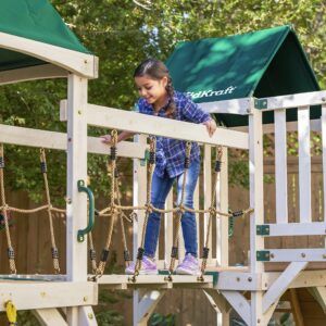 KidKraft Titan Cliffs Wooden Outdoor Swing Set/Playset with Slides, Ninja Rope Bridge and 3 Swings