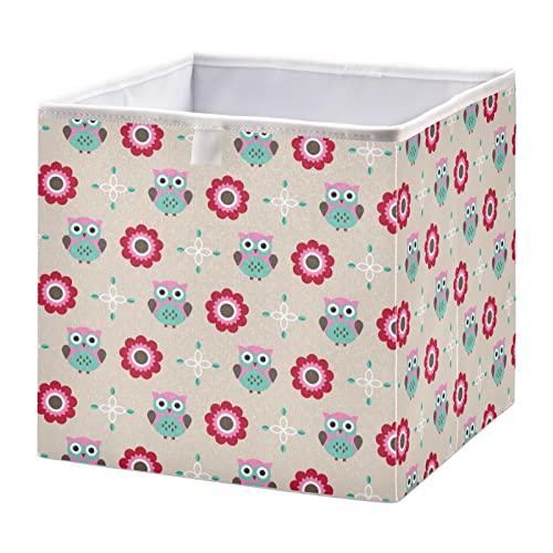 Emelivor Owl CartoonCube Storage Bin Collapsible Storage Bins Waterproof Toy Basket for Cube Organizer Bins for Toys Closet Kids Nursery Boys Girls Clothes Book - 11.02x11.02x11.02 IN