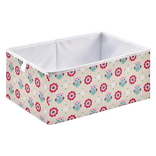 Emelivor Owl CartoonCube Storage Bin Collapsible Storage Bins Waterproof Toy Basket for Cube Organizer Bins for Toys Closet Kids Nursery Boys Girls Clothes Book - 11.02x11.02x11.02 IN