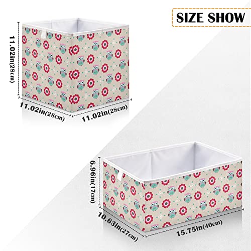 Emelivor Owl CartoonCube Storage Bin Collapsible Storage Bins Waterproof Toy Basket for Cube Organizer Bins for Toys Closet Kids Nursery Boys Girls Clothes Book - 11.02x11.02x11.02 IN