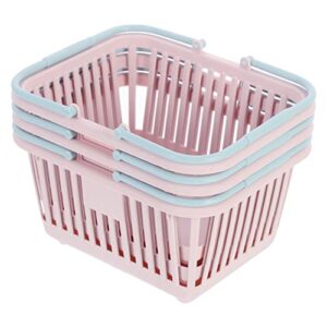 kisangel toy shopping basket 3pcs plastic portable baskets with handles mini shopping basket play grocery basket toys storage organizer for kids kids basket