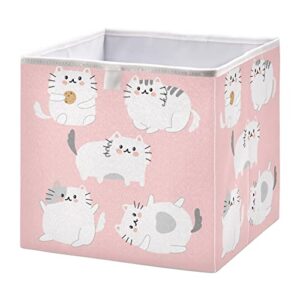 emelivor cute cat cube storage bin collapsible storage bins waterproof toy basket for cube organizer bins for kids toys nursery closet shelf book office home - 11.02x11.02x11.02 in