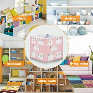 Emelivor Cute Cat Cube Storage Bin Collapsible Storage Bins Waterproof Toy Basket for Cube Organizer Bins for Kids Toys Nursery Closet Shelf Book Office Home - 11.02x11.02x11.02 IN