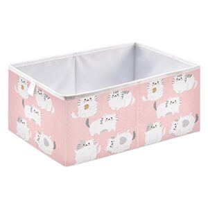 Emelivor Cute Cat Cube Storage Bin Collapsible Storage Bins Waterproof Toy Basket for Cube Organizer Bins for Kids Toys Nursery Closet Shelf Book Office Home - 11.02x11.02x11.02 IN