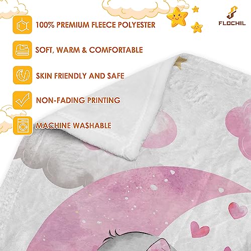 FLOCHIL Personalized Baby Blankets, Custom Baby Blanket - Baby Blanket with Name for Girls, Best Gift for Baby, Newborn Elephants Plush Fleece (30x40)