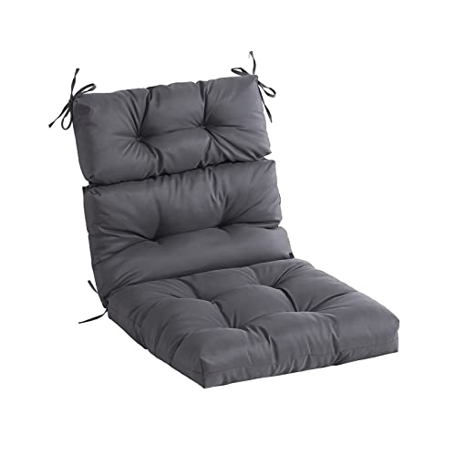 Tiita Outdoor/Indoor High Back Chair Cushion with Ties All Weather Chair Cushion Lounge Chair Cushions Deep Seat Patio Cushions Wicker Tufted Pillow for Outdoor Furniture （Dark Grey, 44x22 inch）