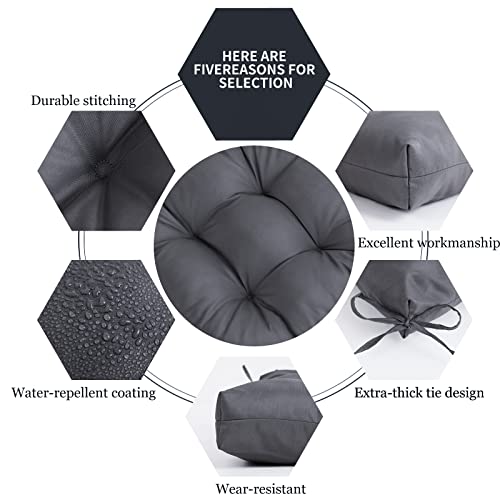 Tiita Outdoor/Indoor High Back Chair Cushion with Ties All Weather Chair Cushion Lounge Chair Cushions Deep Seat Patio Cushions Wicker Tufted Pillow for Outdoor Furniture （Dark Grey, 44x22 inch）