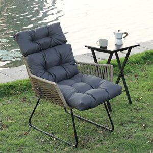 Tiita Outdoor/Indoor High Back Chair Cushion with Ties All Weather Chair Cushion Lounge Chair Cushions Deep Seat Patio Cushions Wicker Tufted Pillow for Outdoor Furniture （Dark Grey, 44x22 inch）