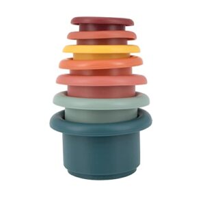 nuby stacking soft silicone cups interactive toy, promotes coordination, seven piece