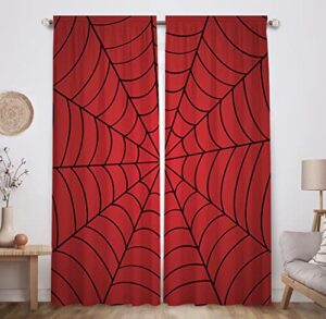 allenjoy superhero spider web children red window curtains for boy kids baby room bedroom nursery toddler home office decor decorations durable fabric machine washable 82 in x 84 in