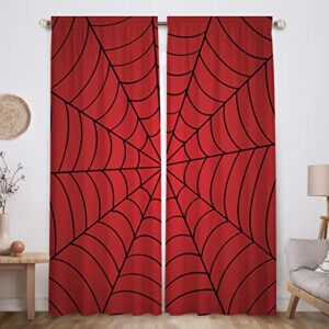 Allenjoy Superhero Spider Web Children Red Window Curtains for Boy Kids Baby Room Bedroom Nursery Toddler Home Office Decor Decorations Durable Fabric Machine Washable 82 in x 84 in