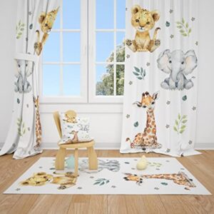 baby safari animals baby boy room curtain nursery curtains window curtains (pair of - 28" x 63")