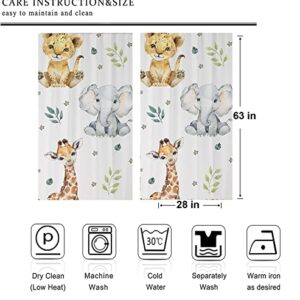 Baby Safari Animals Baby Boy Room Curtain Nursery Curtains Window Curtains (Pair of - 28" x 63")