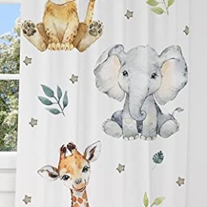 Baby Safari Animals Baby Boy Room Curtain Nursery Curtains Window Curtains (Pair of - 28" x 63")